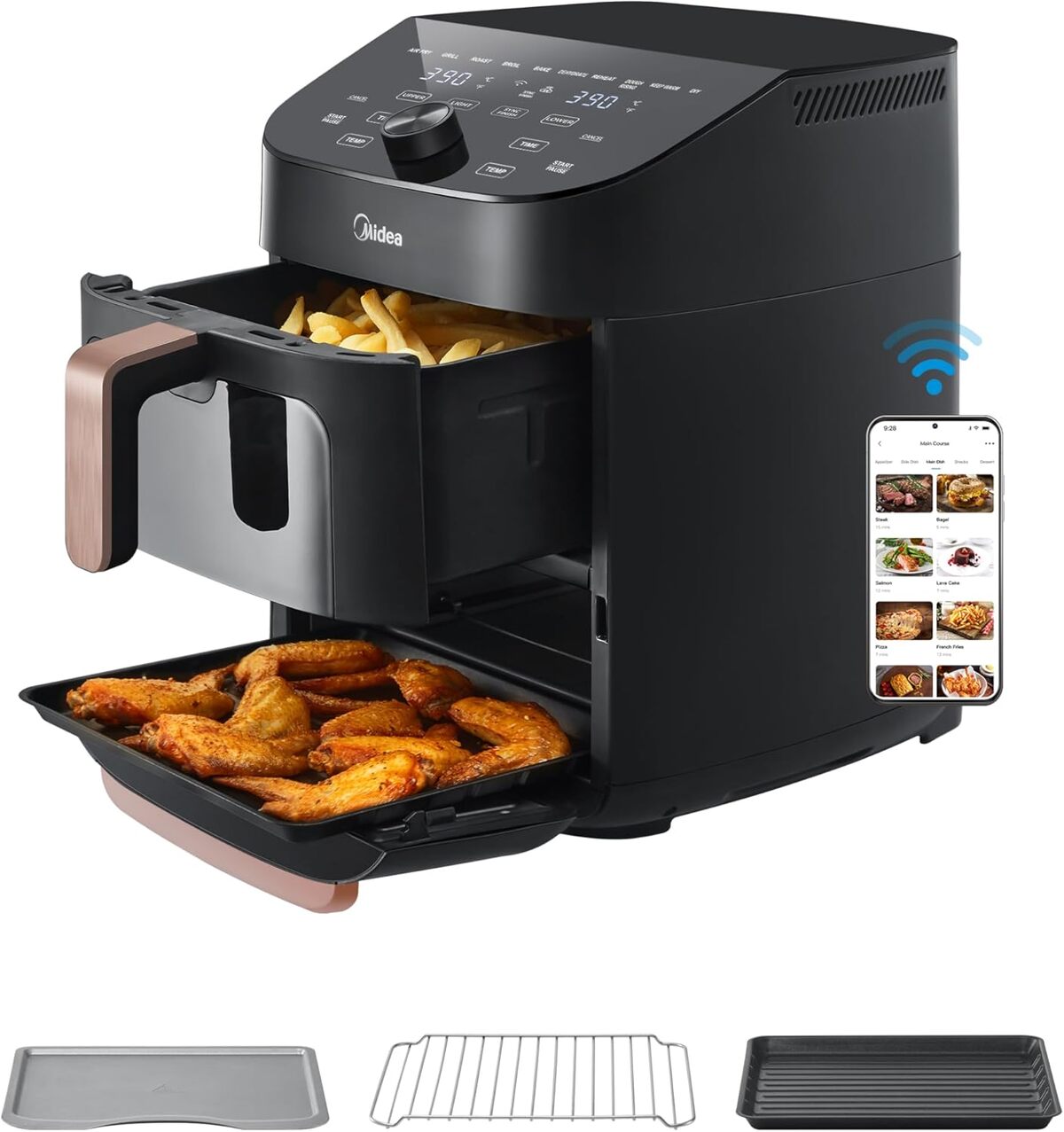 Test de la friteuse à air Midea 11L double zone : 2 paniers intelligents