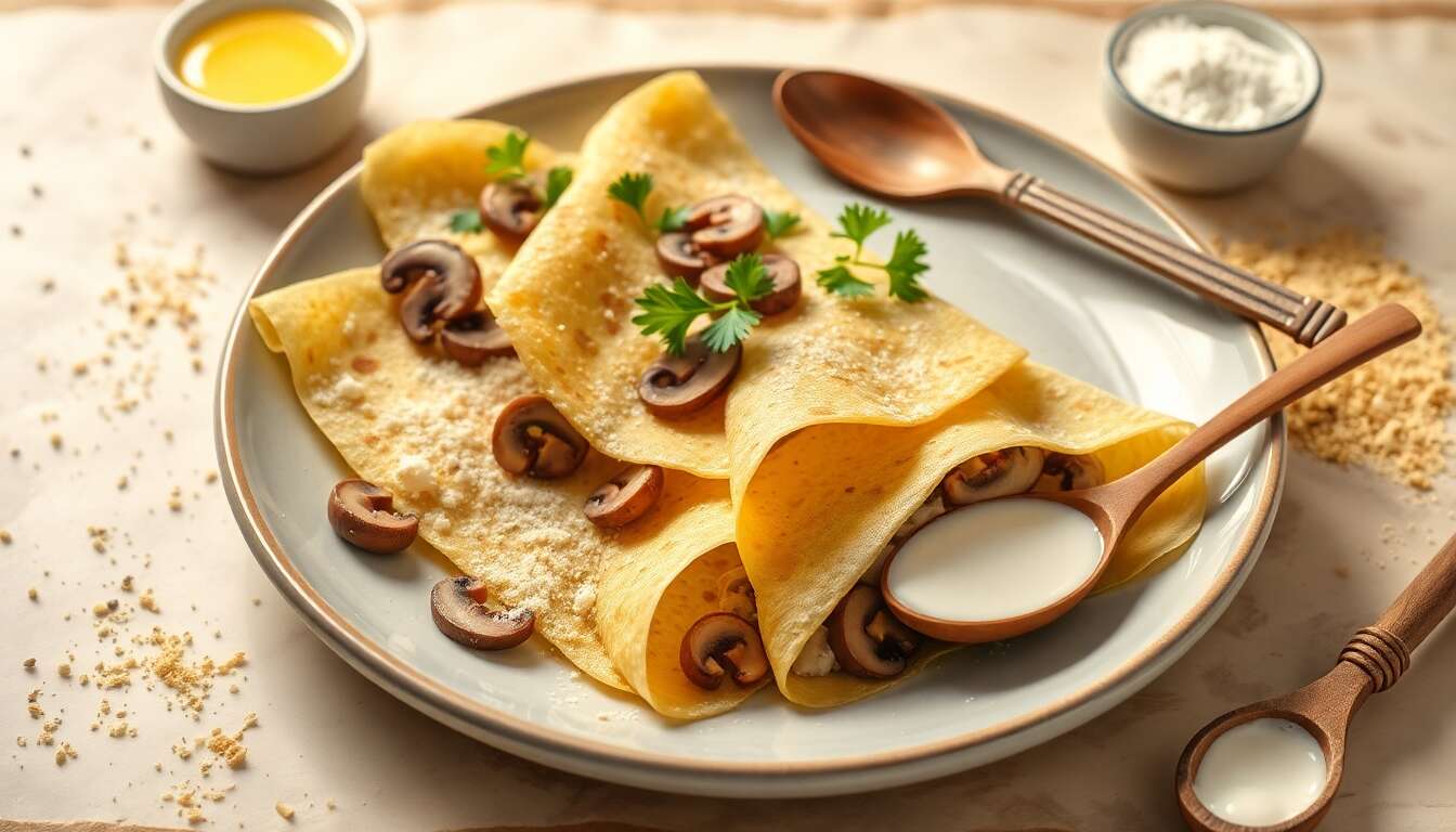 Recette savoureuse : crêpes fourrées aux champignons